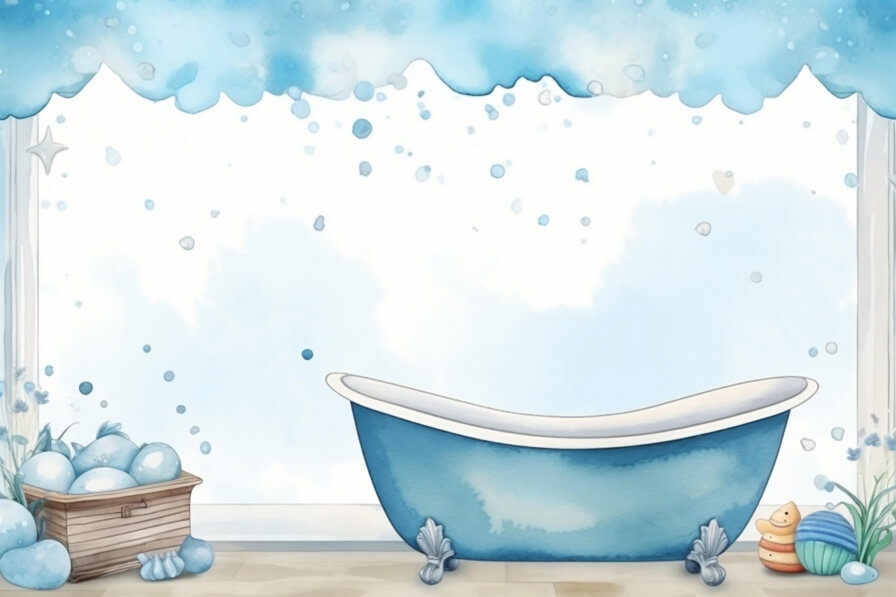 Download Blue Bathtub with Water Splash and Easter Decorations ...