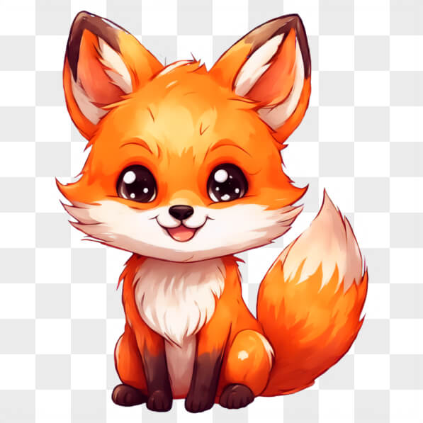 Download Kawaii Cartoon Fox Sitting on Black Background Kawaii Online ...