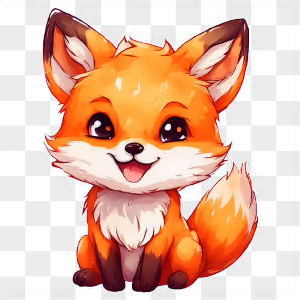Download Kawaii Cartoon Fox Sitting on Dark Background Kawaii Online ...