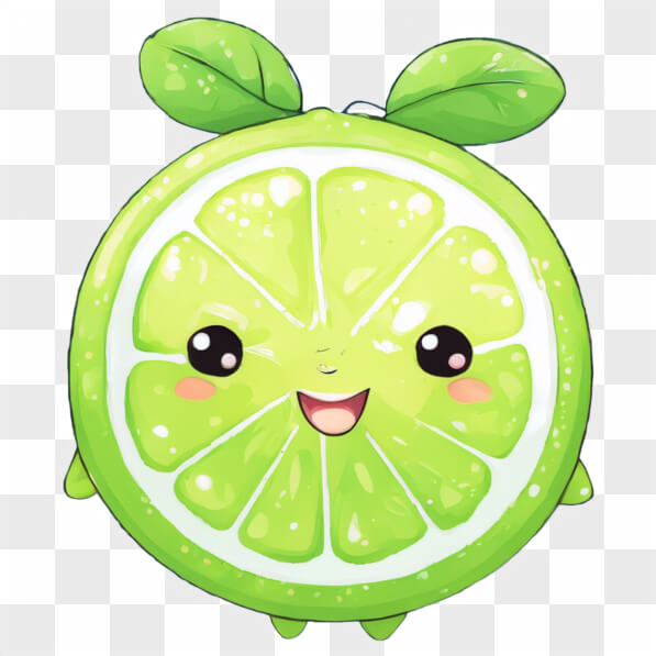Download Kawaii Lime with Cute Face and Green Leaves Kawaii Online ...