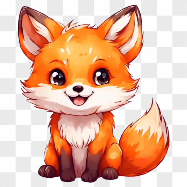 Download Adorable Kawaii Fox Sitting on Black Background Kawaii Online ...