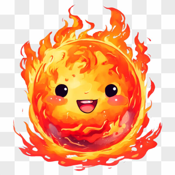 Download Kawaii Fireball Sticker with Smiley Faces and Flames Kawaii ...
