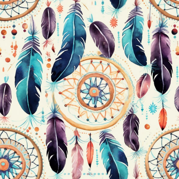 Download Colorful Feathers and Dream Catchers Seamless Pattern Patterns ...