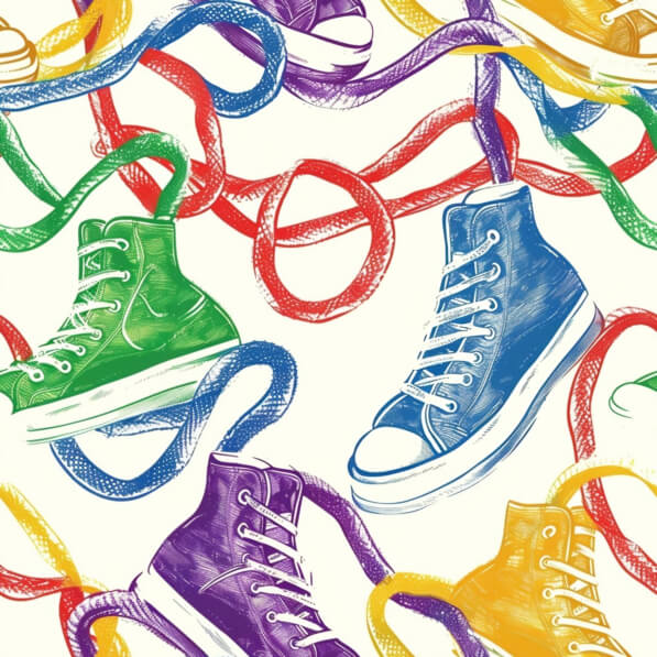 Download Seamless Pattern of Colorful Sneakers Tied Together Patterns ...