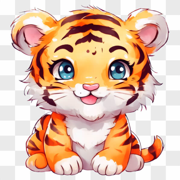 Download Kawaii Cartoon Tiger Cub for Social Media Kawaii Online ...