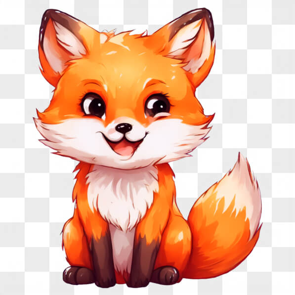 Download Kawaii Fox Sitting on Black Background Kawaii Online ...