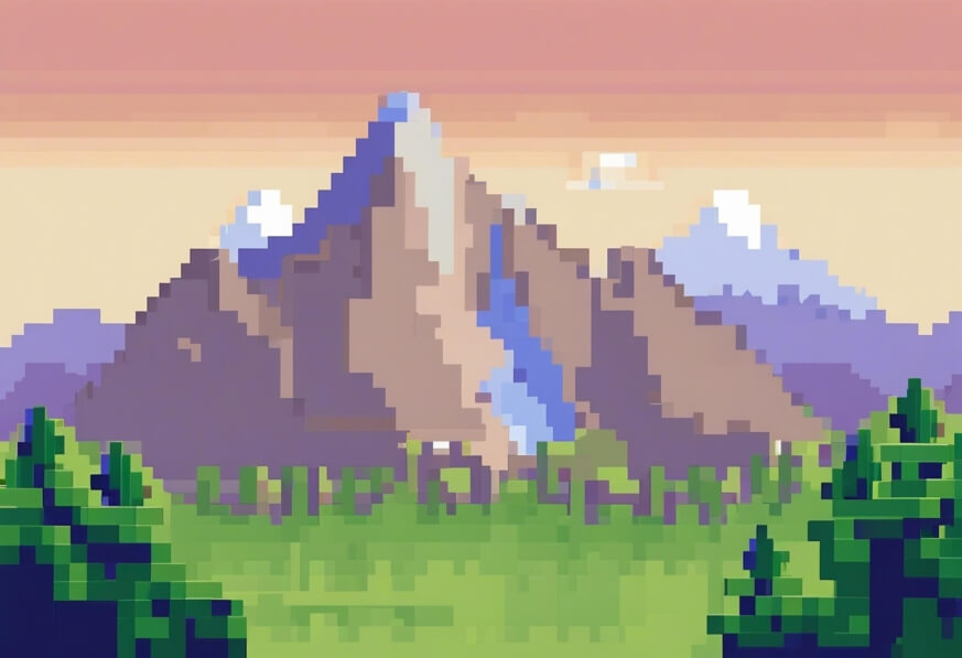 Download Colorful Pixelated Mountain Landscape with Trees Backgrounds ...