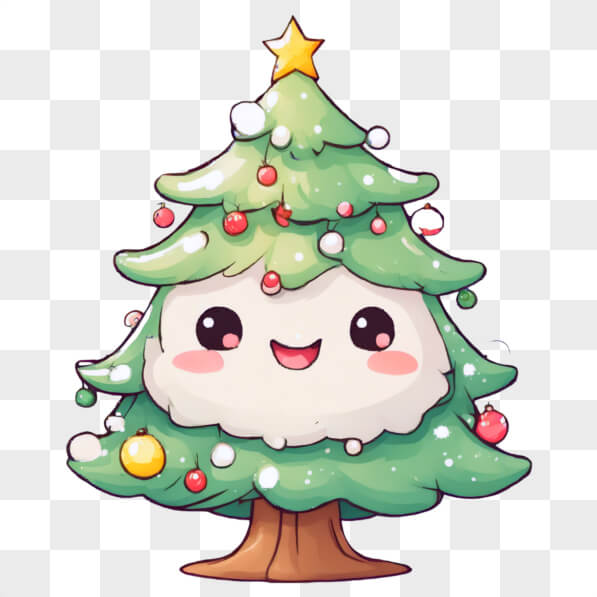 Download Kawaii Christmas Tree with Snowflakes and Decorations Kawaii ...