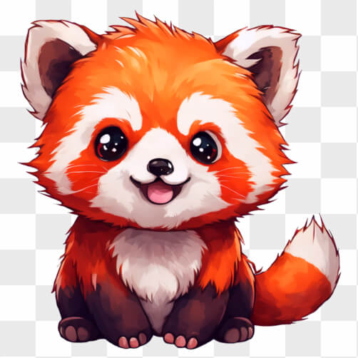 Download Kawaii Red Panda Sitting on Black Background Kawaii Online ...