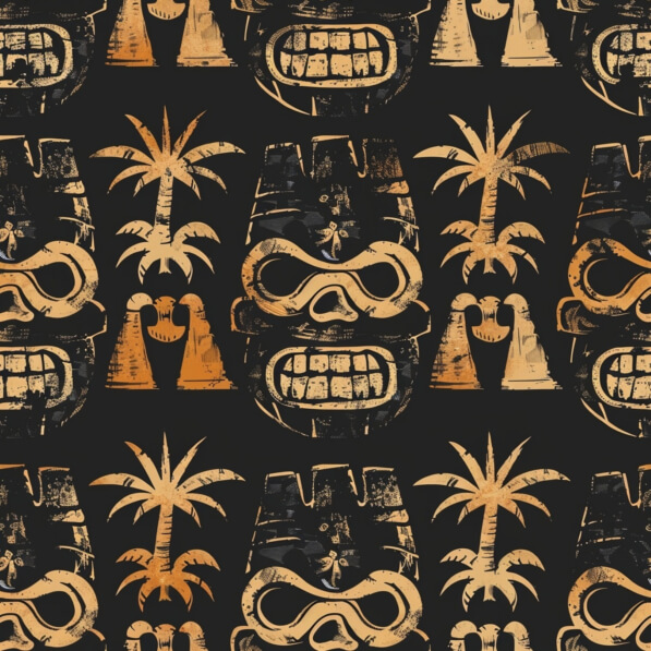 Download Seamless Palm Tree and Tiki Totem Pattern Patterns Online ...