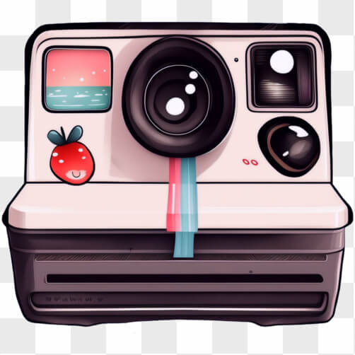 Download Pink Polaroid Camera with Heart-Shaped Stickers PNGs Online ...