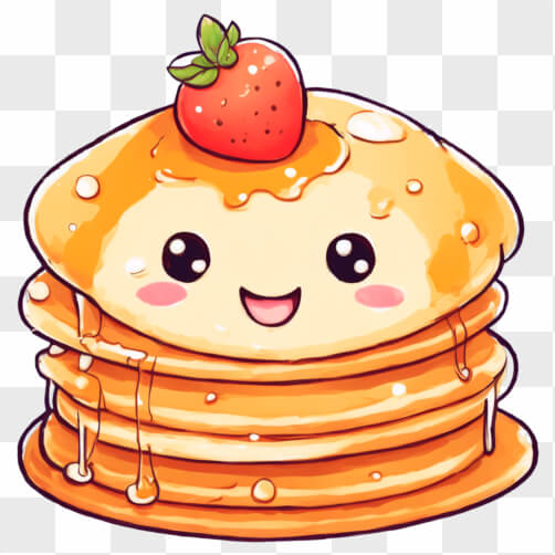 Download Kawaii Pancake Stack with Strawberries and Syrup Kawaii Online ...