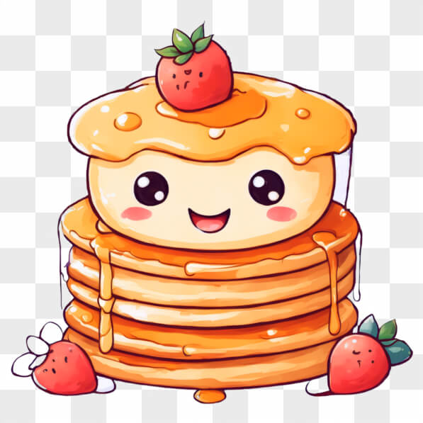 Download Kawaii Pancake Stack with Strawberries and Syrup Kawaii Online ...