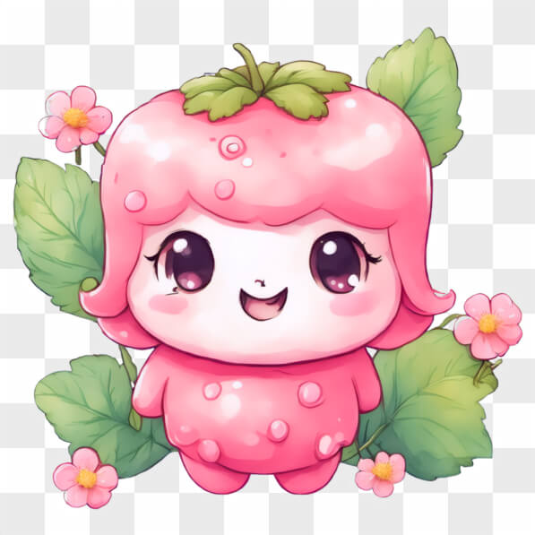Download Kawaii Pink Strawberry in a Cute Setting Kawaii Online ...