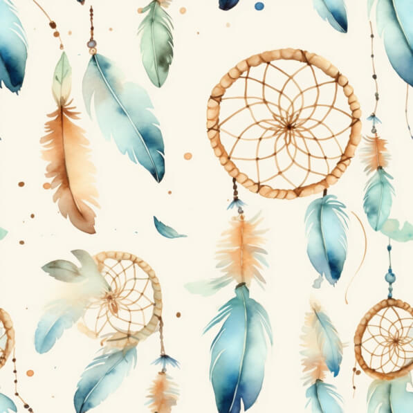 Download Native American Inspired Feathers and Dream Catchers Pattern ...