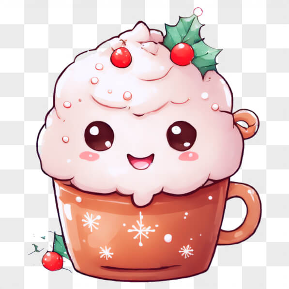 Descarga Taza de café Kawaii con crema batida y bayas de acebo Kawaii ... Descarga Taza de café Kawaii con crema batida y bayas de acebo Kawaii ...