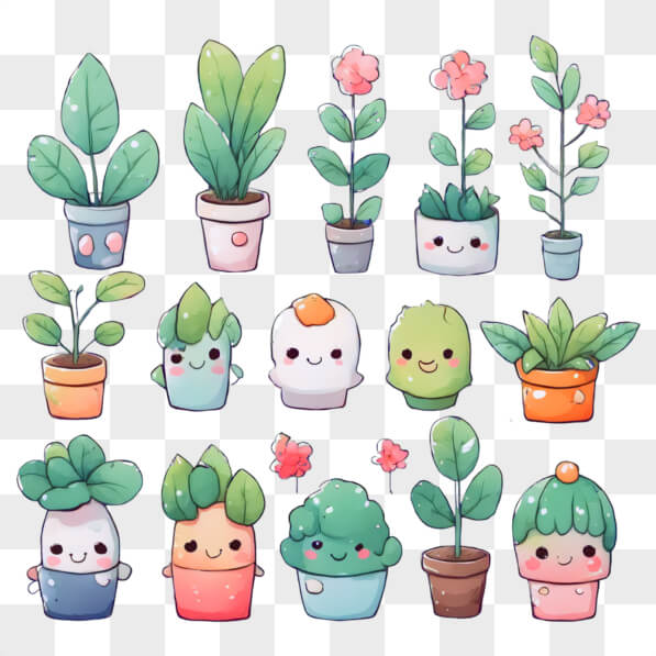 Download Kawaii Potted Plants Collection with Cute Faces Kawaii Online ...