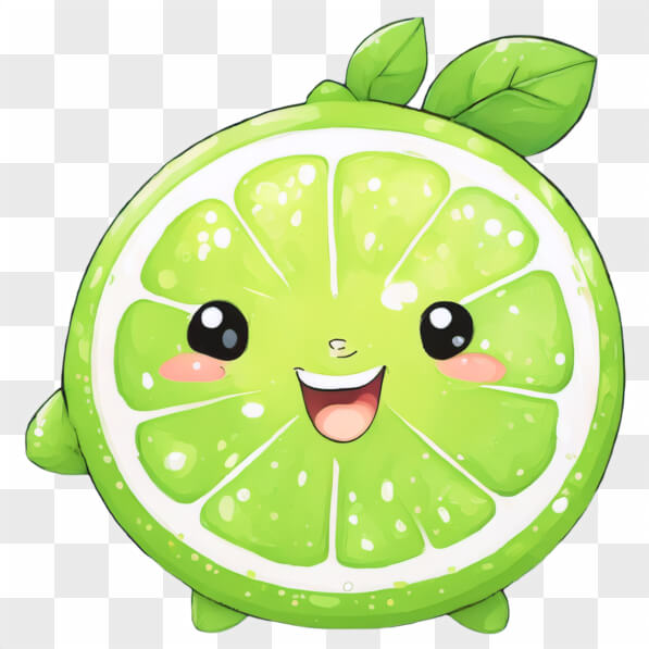 Download Kawaii Lime with Smiley Face and Green Leaves Kawaii Online ...