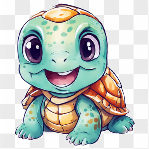 Download Kawaii Cartoon Turtle on Black Background Kawaii Online ...