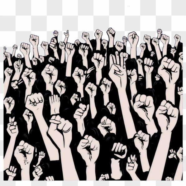 Download Crowd with Raised Fists PNGs Online - Creative Fabrica