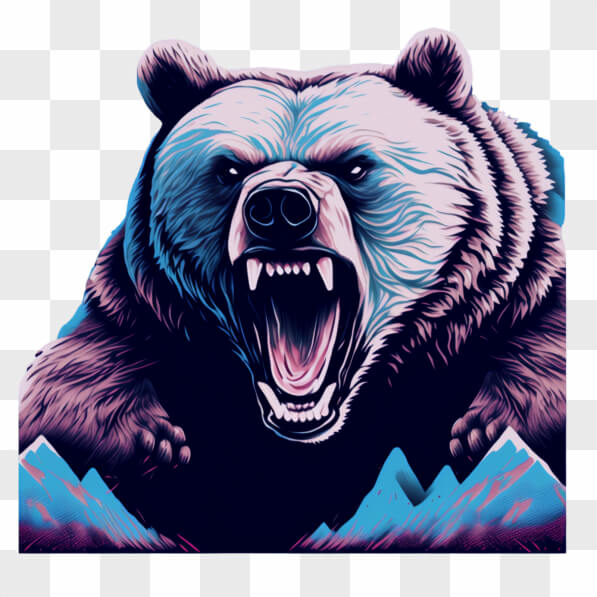Download Angry Bear in Front of Mountains PNGs Online - Creative Fabrica