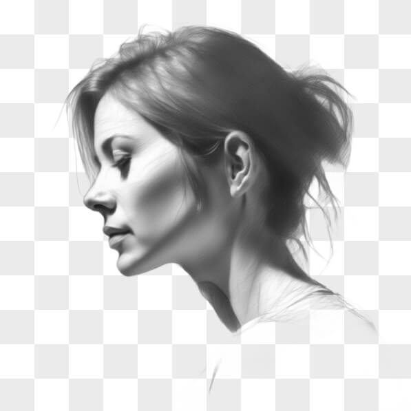 Download Black-and-White Drawing of an Alluring Woman in Profile ...