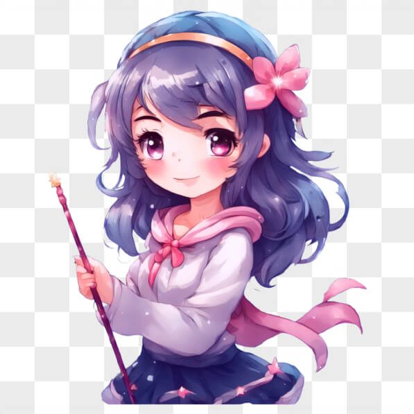Download Kawaii Anime Girl With Magic Wand Online Creative Fabrica