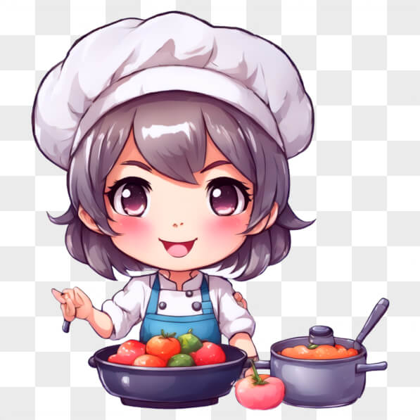 Download Kawaii Cartoon Girl Cooking with Fresh Ingredients Kawaii ...
