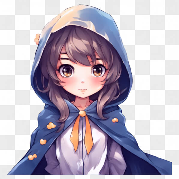 Download Kawaii Anime Girl in Blue Hooded Cloak Kawaii Online ...
