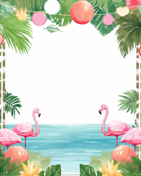 Download Frame with Pink Flamingos and Tropical Plants Backgrounds ...