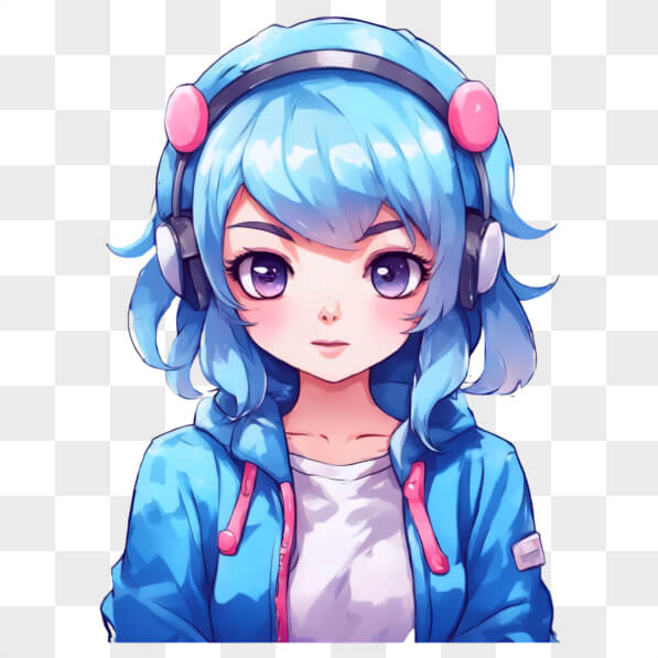 Descarga Chica de Anime Kawaii con Cabello Azul y Auriculares Kawaii En ...