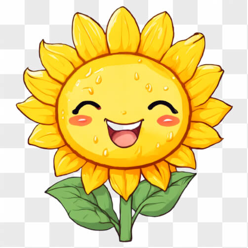 Download Kawaii Sunflower with Smiling Faces and Green Leaves Kawaii ...