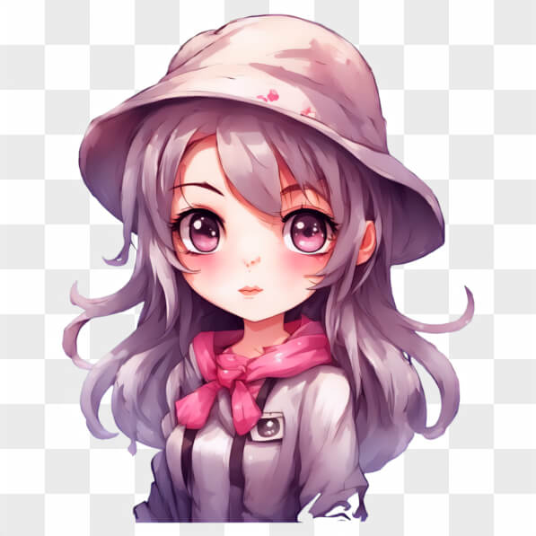 Download Adorable Anime Girl in White Hat and Pink Scarf Kawaii Online ...