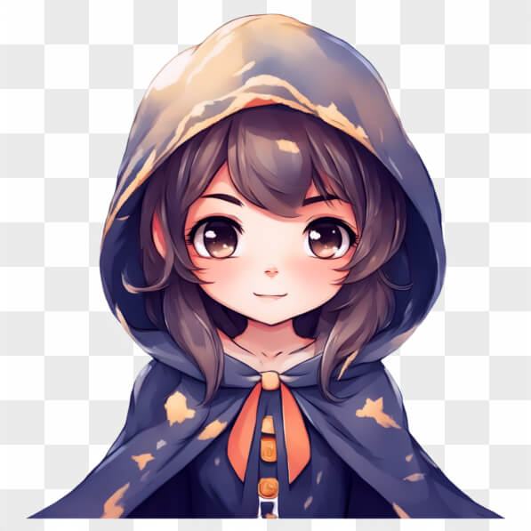 Download Adorable Kawaii Anime Girl in Blue Hooded Cloak Kawaii Online ...