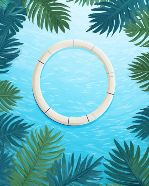Download Circular Pool Float with Palm Leaves and Tropical Plants ...