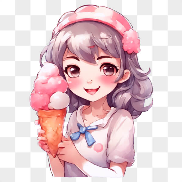 Download Kawaii Anime Girl with Ice Cream Cone Kawaii Online - Creative ...
