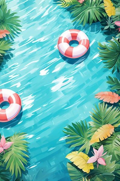 Download Life Rafts in River with Tropical Plants and Flowers ...