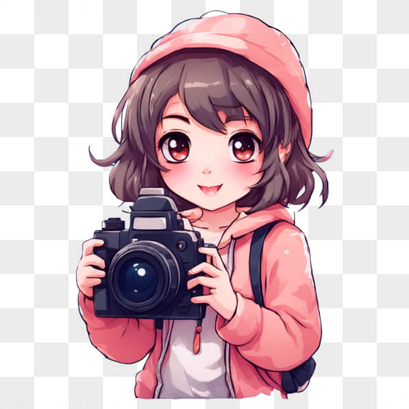 Download Kawaii Anime Girl Holding Camera Kawaii Online - Creative Fabrica