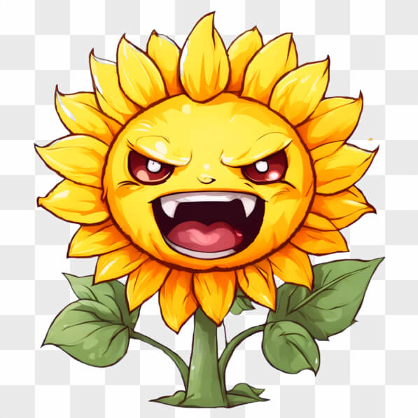Download Kawaii Cartoon Sunflower with Angry Expression Kawaii Online ...