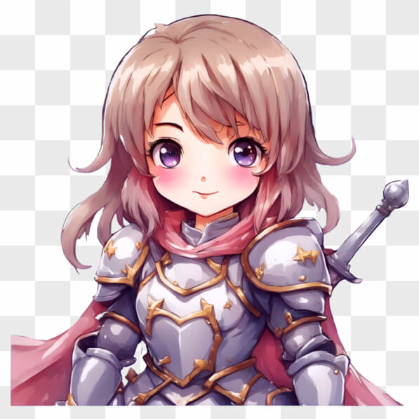 Download Kawaii Anime Girl in Knight's Armor with Pink Hair and Sword ...
