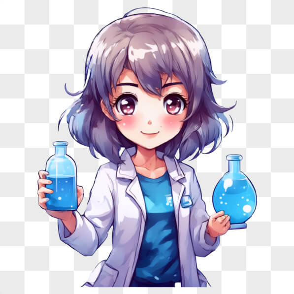 Download Kawaii Science Image: Girl in Lab Coat with Glass Beakers ...