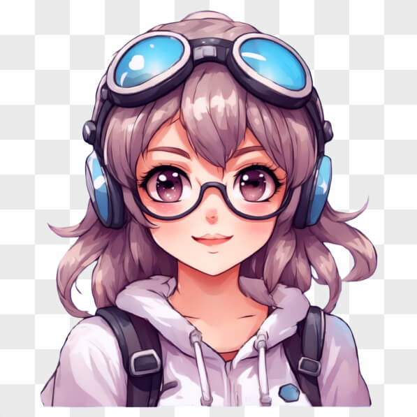Pobierz narzędzie Urocza dziewczynka z anime w goglach i plecaku Kawaii ...