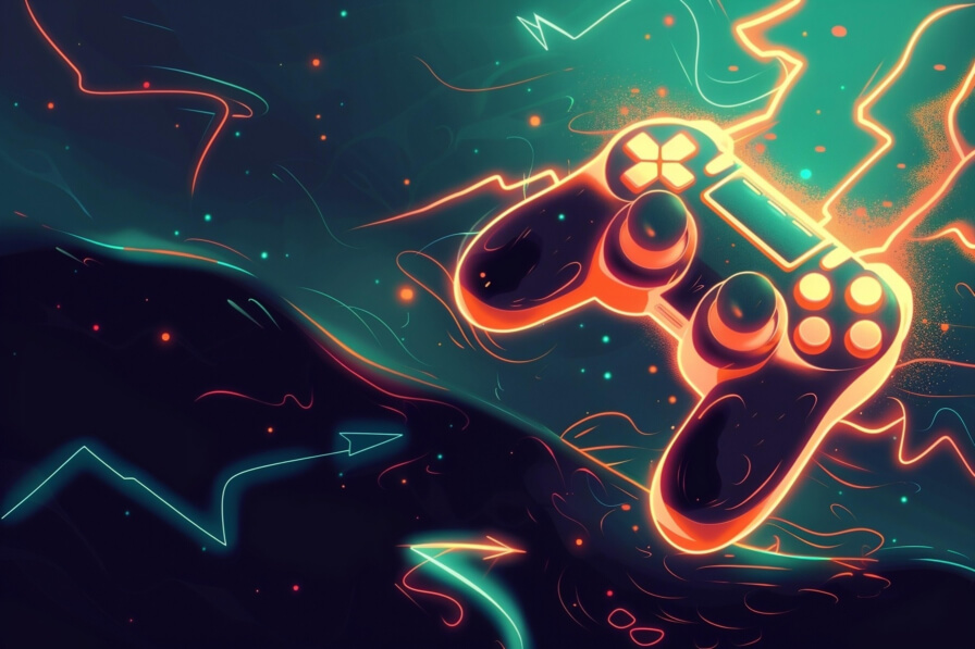 Download Colorful Video Game Controller in Abstract Space Backgrounds ...