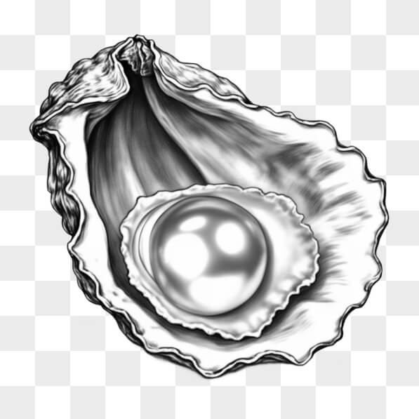 Descarga Dibujo de Ostra en Blanco y Negro con Perla Bocetos En Línea ...