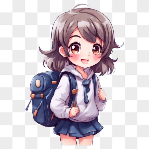 Download Kawaii Anime Girl with Backpack Kawaii Online - Creative Fabrica