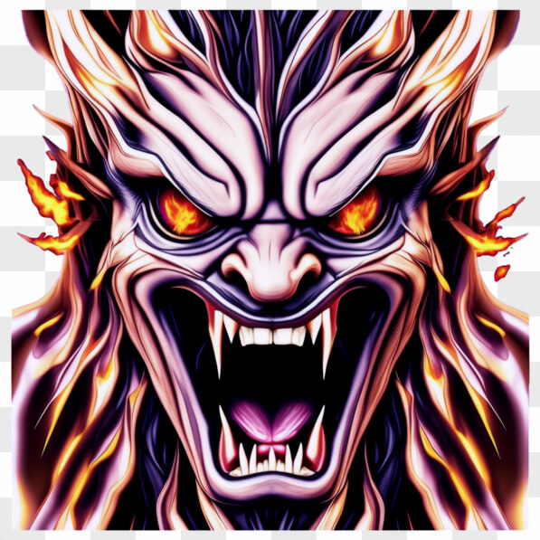 Download Abstract Demon Face with Flames PNGs Online - Creative Fabrica