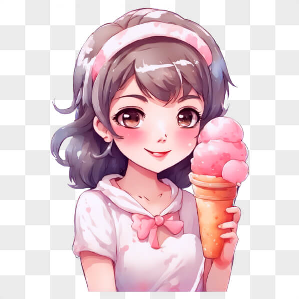 Download Kawaii Anime Girl with Pink Ice Cream Cone Kawaii Online ...