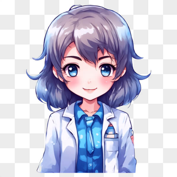 Download Kawaii Anime Girl in White Lab Coat at a Professional Setting ...