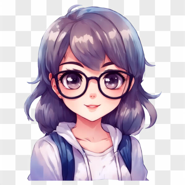 Download Kawaii Anime Girl With Glasses And Backpack Kawaii Online 0003