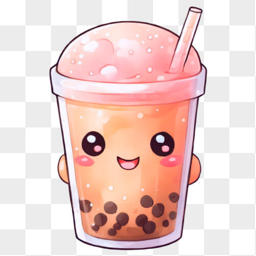 Download Kawaii Pink Bubble Tea Cup with Smiley Face Kawaii Online ...